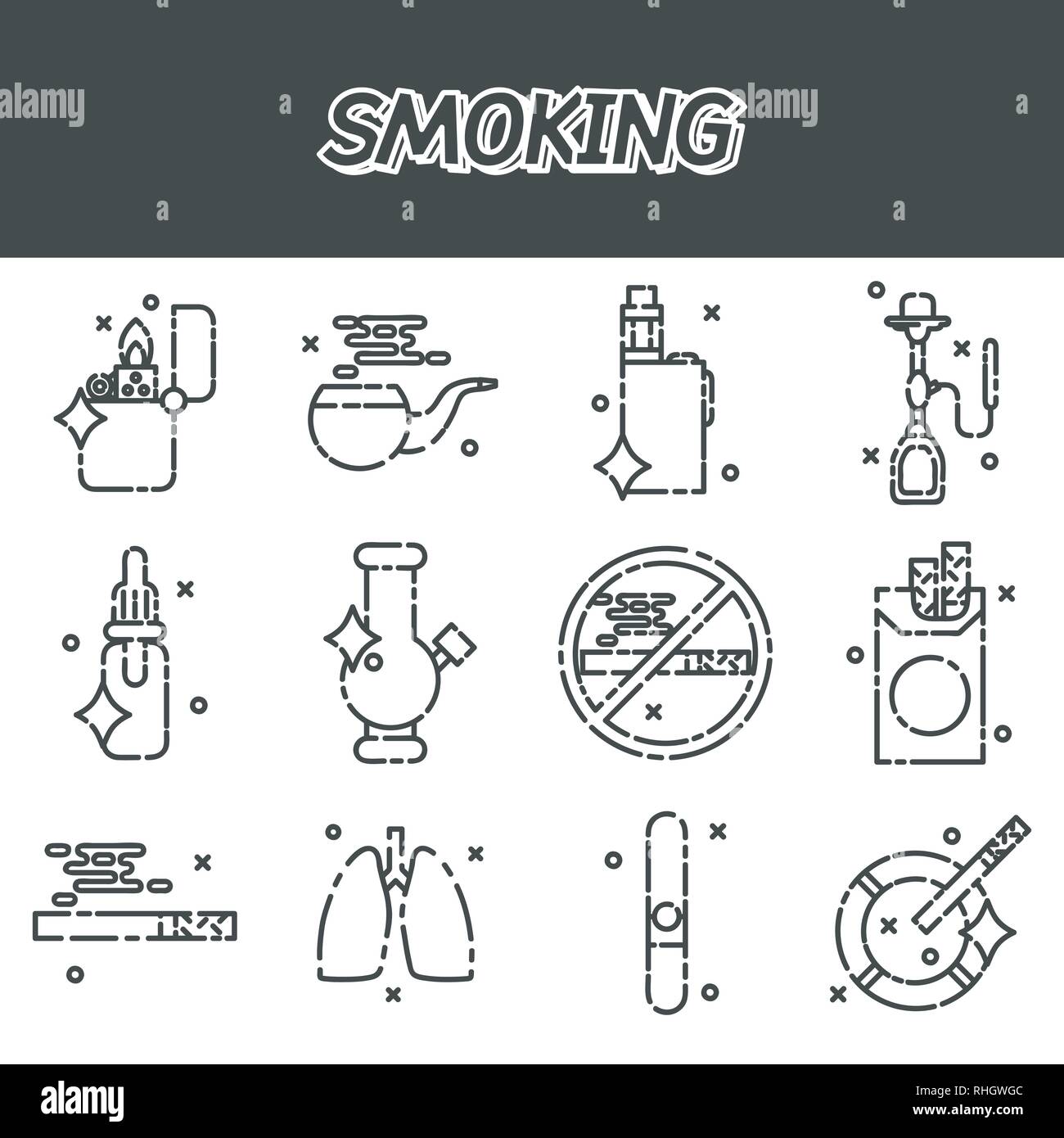Smoking flat icons set isolated vector illustration Stock Vector Image ...