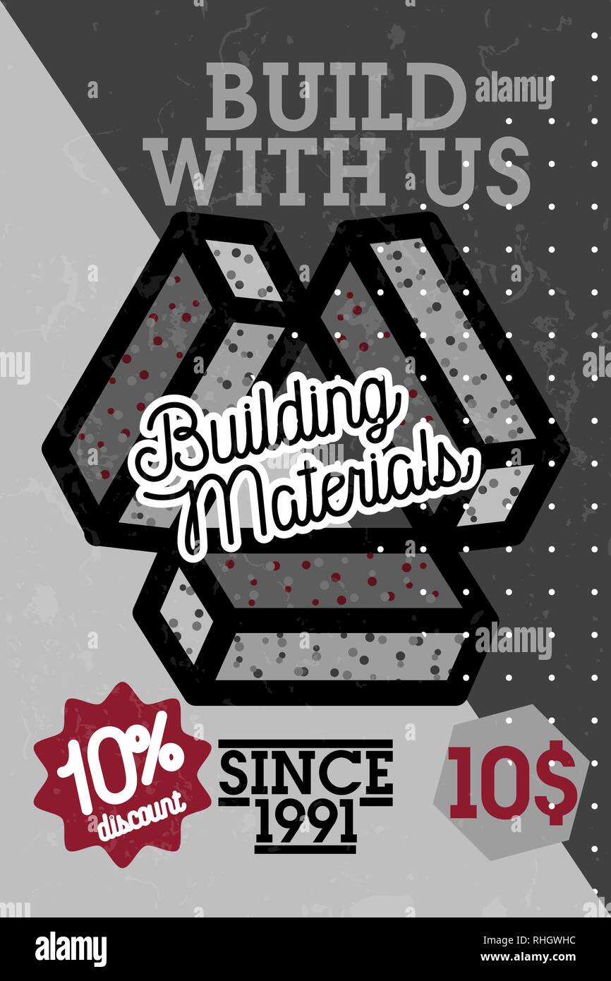 Color vintage building materials shop banner. Vector illustration, EPS ...
