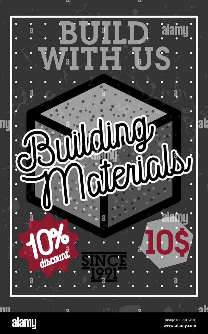 Color vintage building materials shop banner. Vector illustration, EPS ...