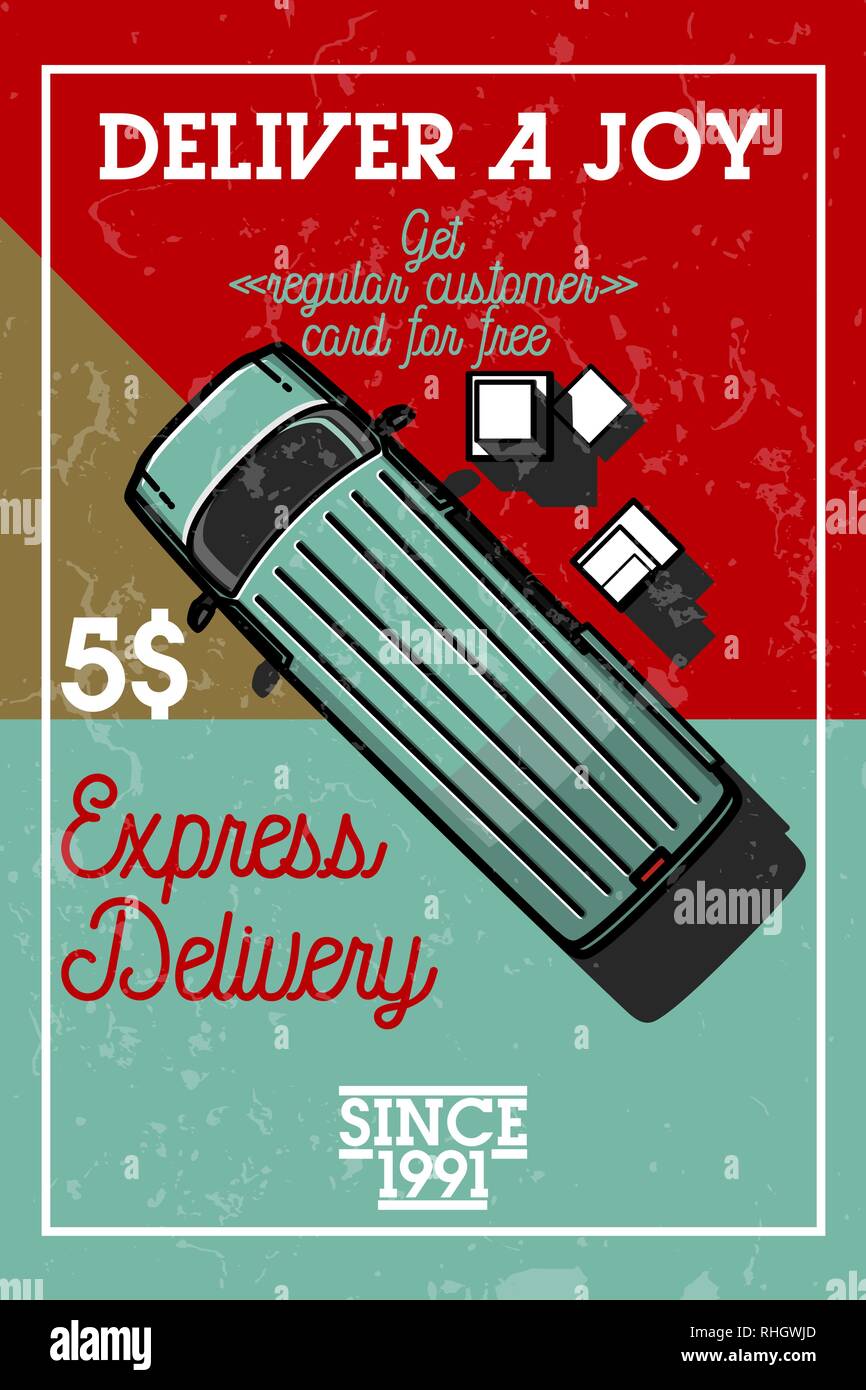 Color vintage express delivery banner. Vector illustration, EPS 10 ...