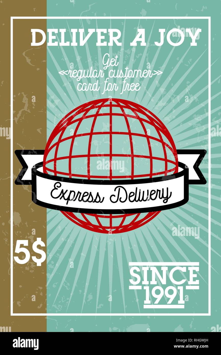 Color vintage express delivery banner. Vector illustration, EPS 10 ...