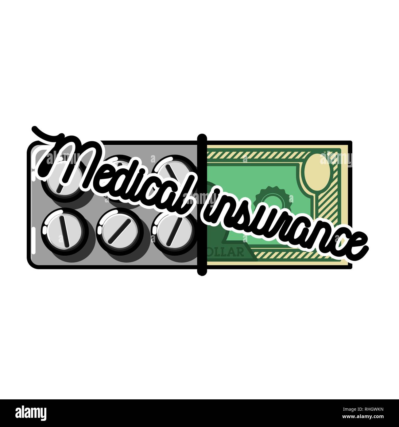 Color vintage medical insurance emblem, label, badge and design ...