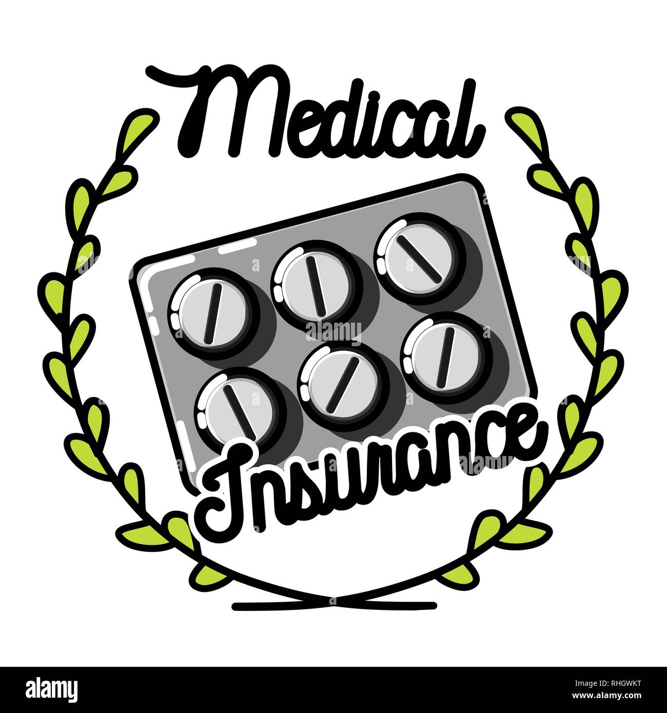 Color vintage medical insurance emblem, label, badge and design ...