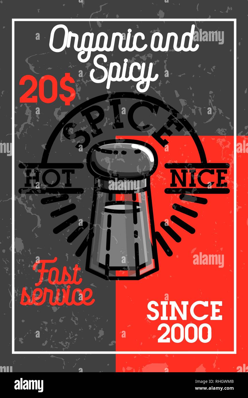 Color vintage spice shop banner. Stylish design with sketch ...