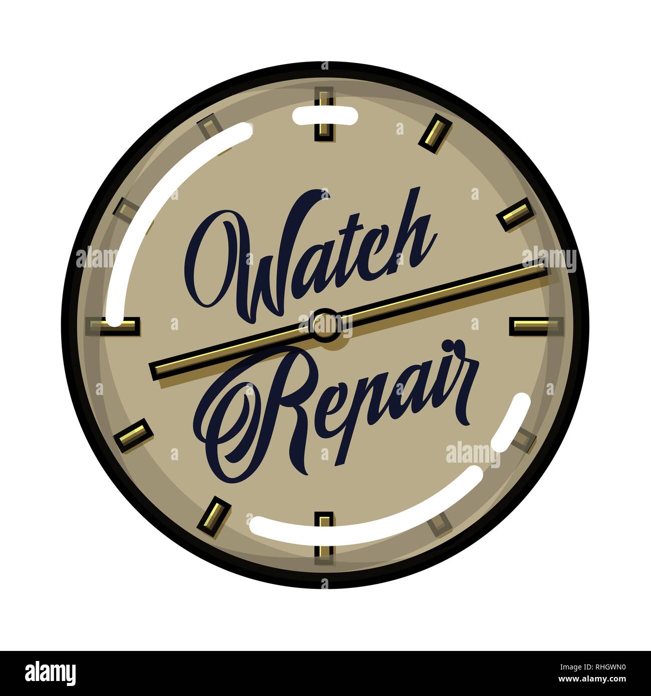 Color vintage watch repair emblem, label, badge and design elements ...