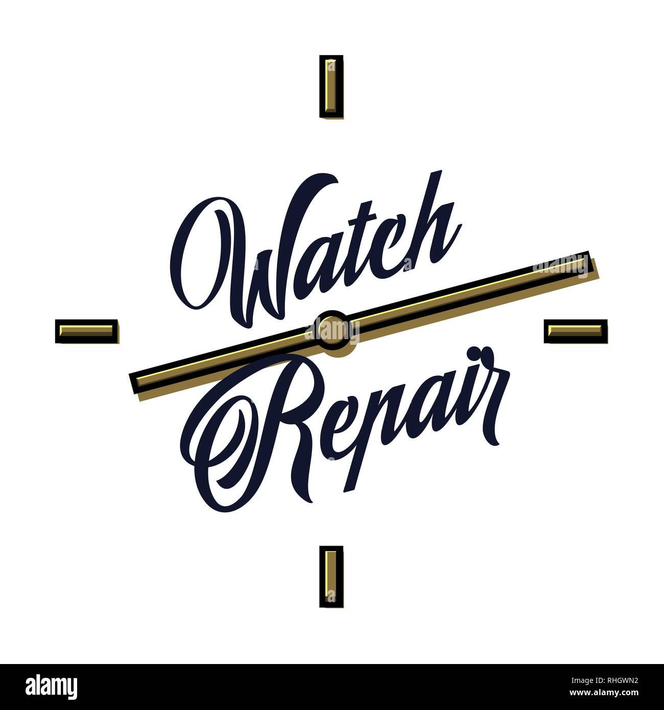 Color vintage watch repair emblem, label, badge and design elements ...
