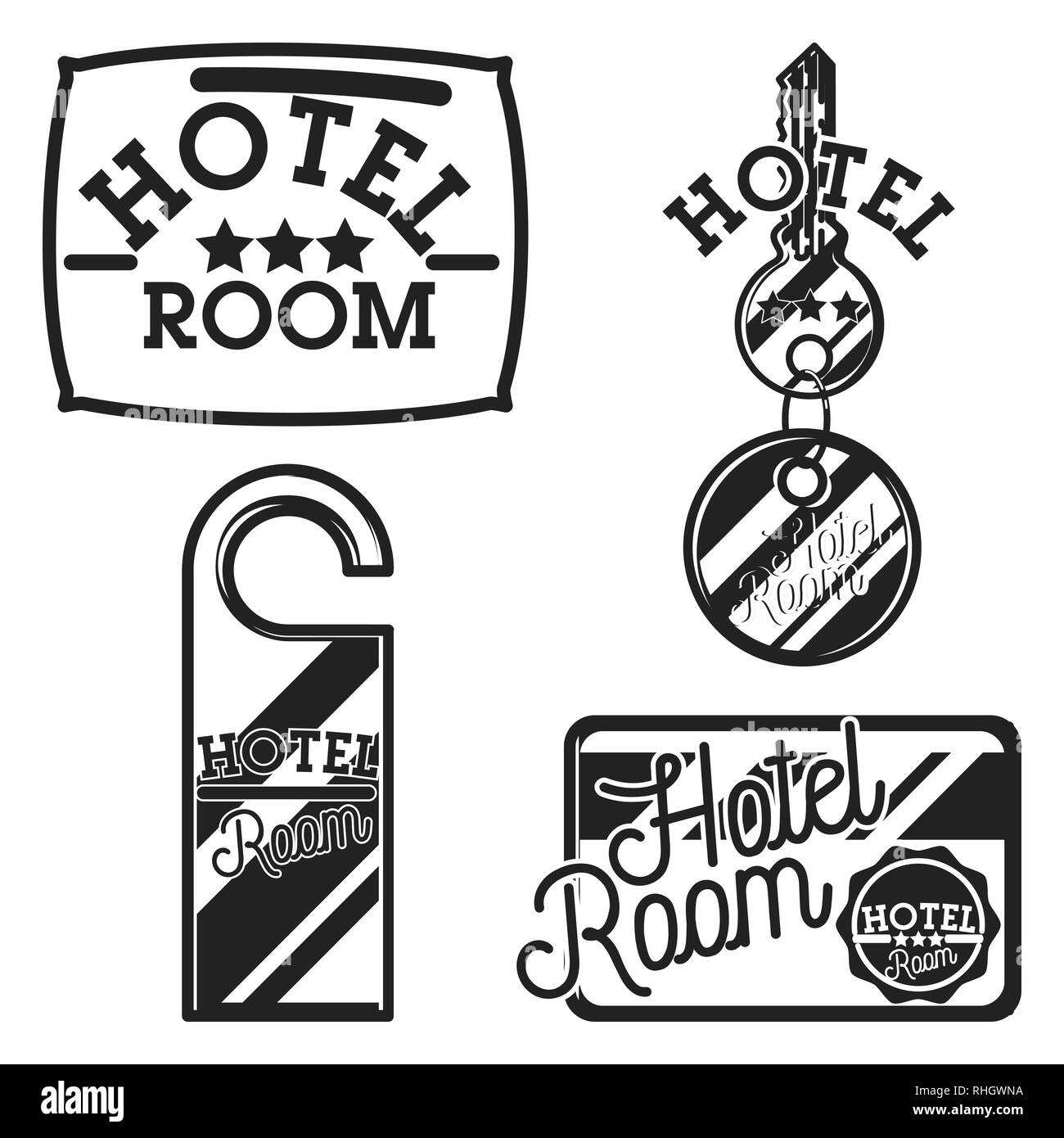 Vintage hotel emblems, labels, badges and design elements. Vector ...