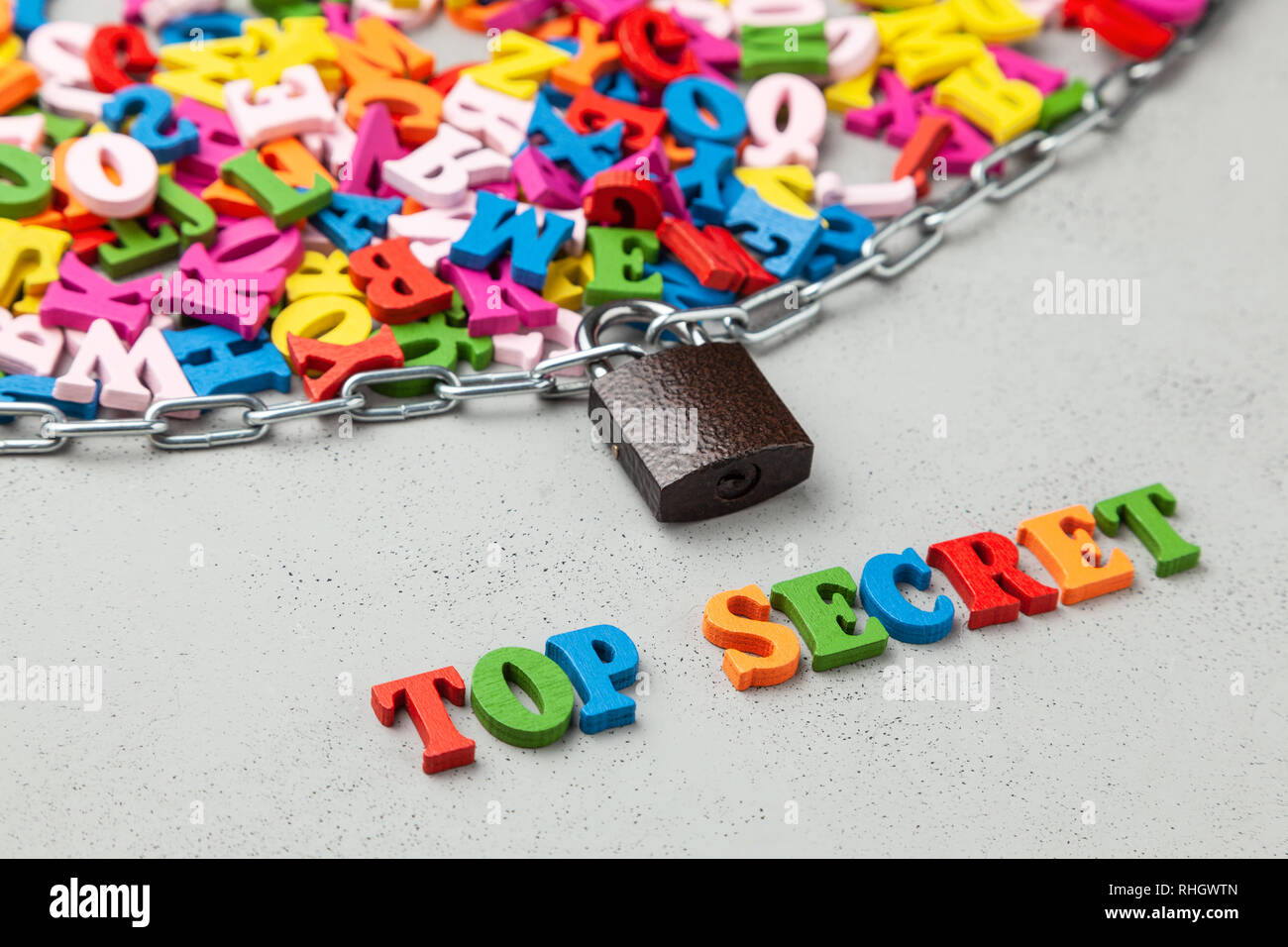 Top Secret Information. Letters of information symbol wrapped in chain ...