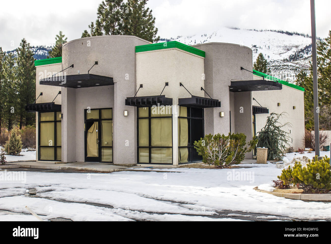 Failed Business Building With Blocked Out Windows & Doors Stock Photo ...