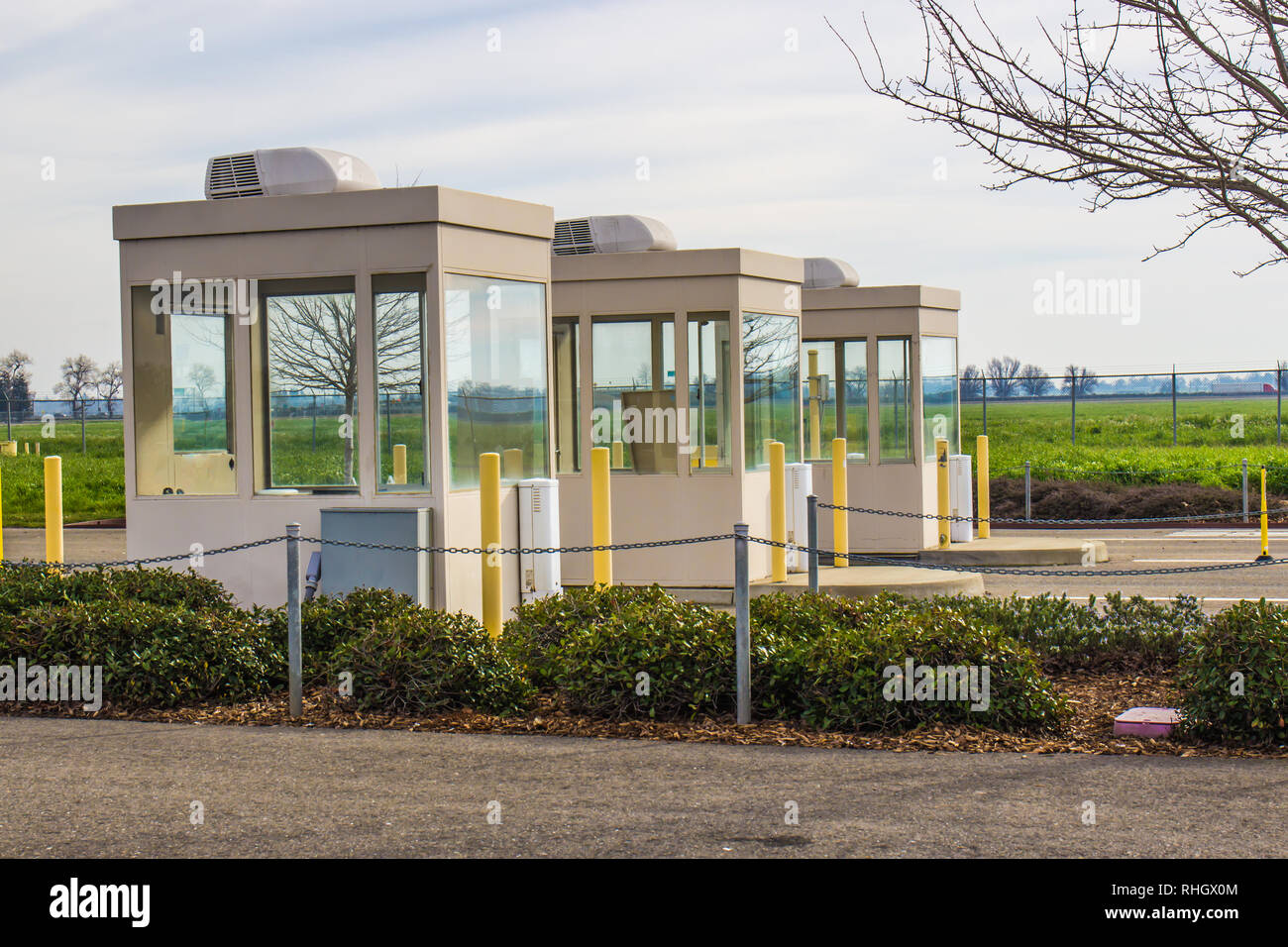 Row Of Small Empty Collection Booths Stock Photo - Alamy