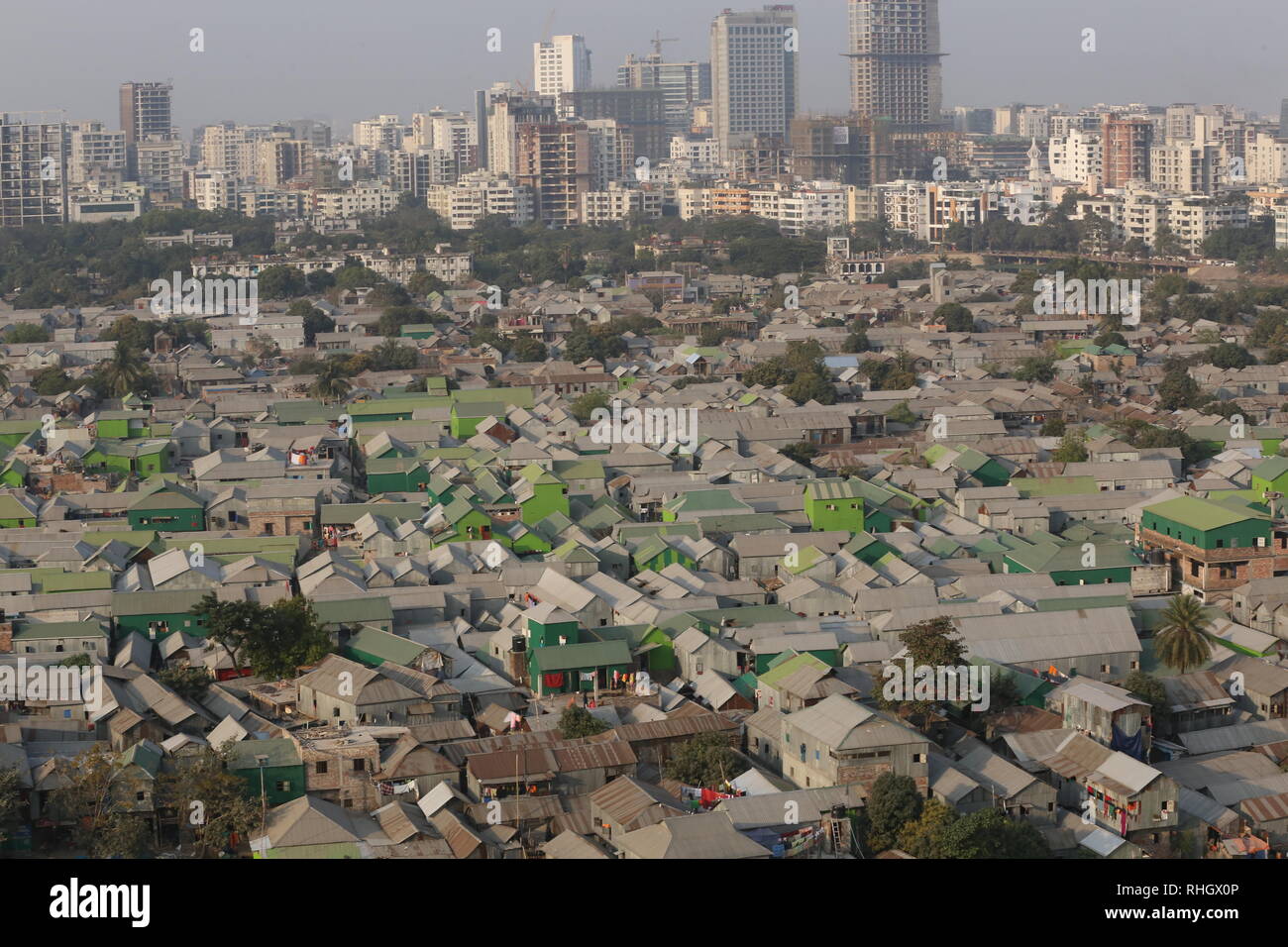 Arial view of the Korail slum in Dhaka, Bangladesh, January 31, 2019 ...