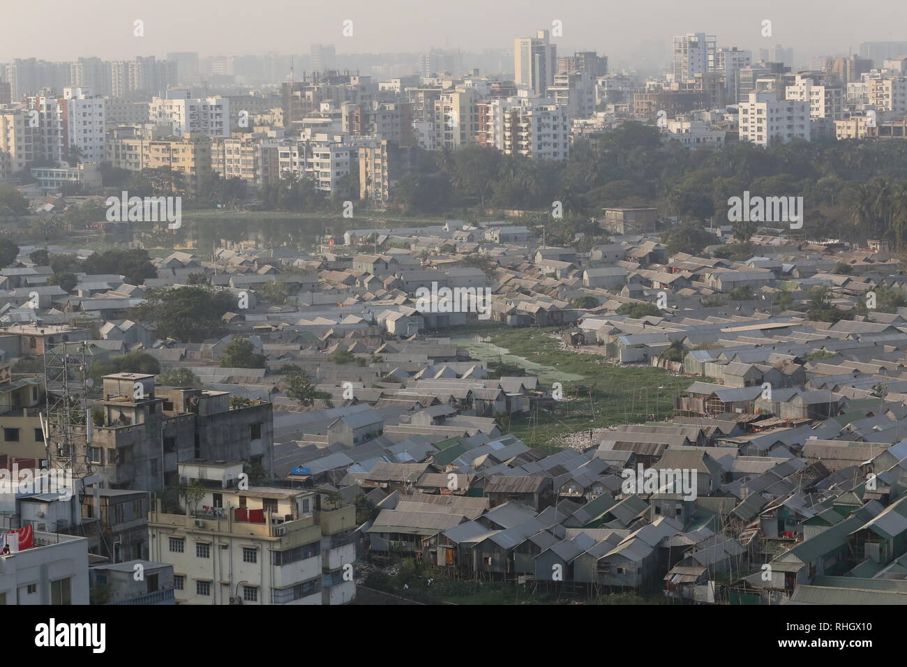 Arial view of the Korail slum in Dhaka, Bangladesh, January 31, 2019 ...