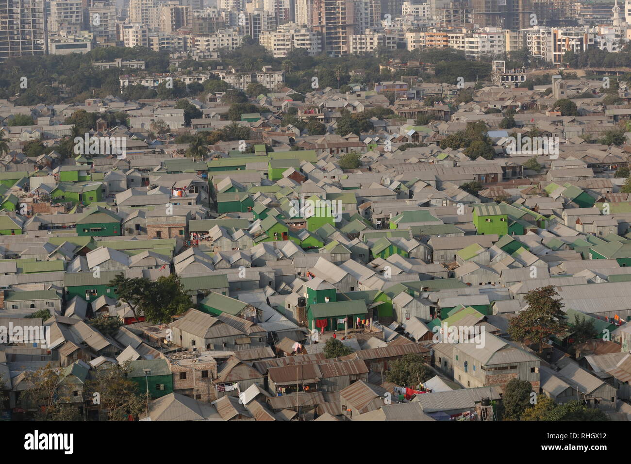 Arial view of the Korail slum in Dhaka, Bangladesh, January 31, 2019 ...
