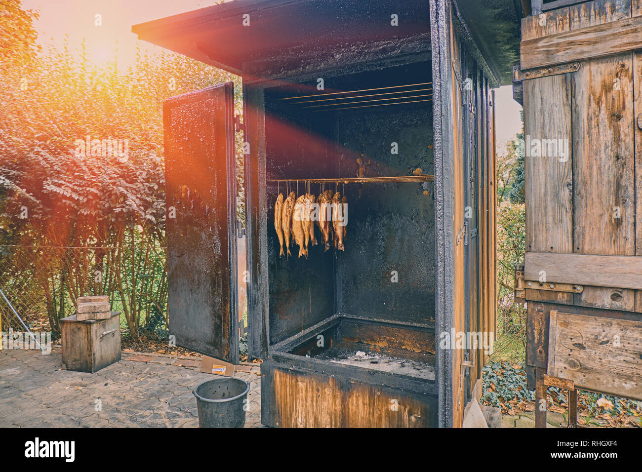 Fish smoking process hi-res stock photography and images - Alamy