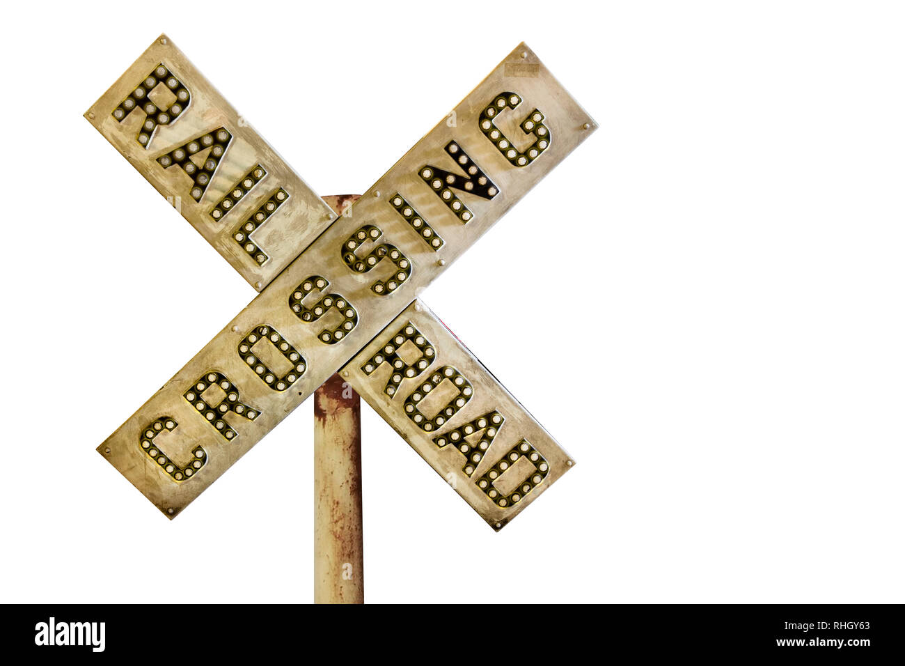 Railroad Traffic Sign - Road sign of train crossing road on white ...