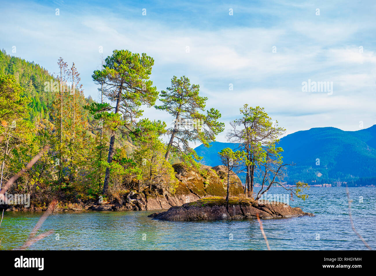 View of Gordon Bay Park at Cowichan Lake in Vancouver Island during the ...