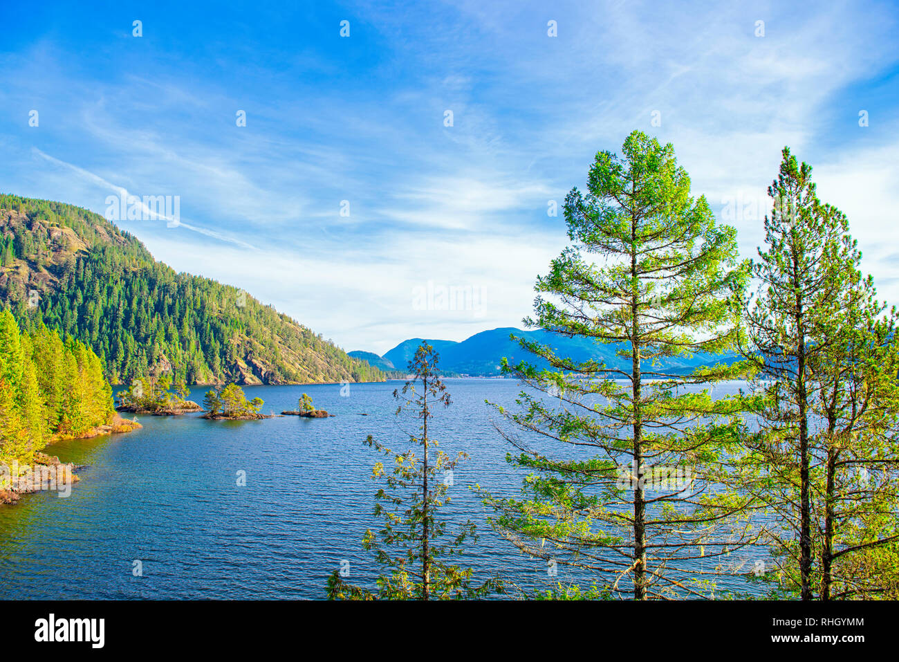 View of Gordon Bay Park at Cowichan Lake in Vancouver Island during the ...