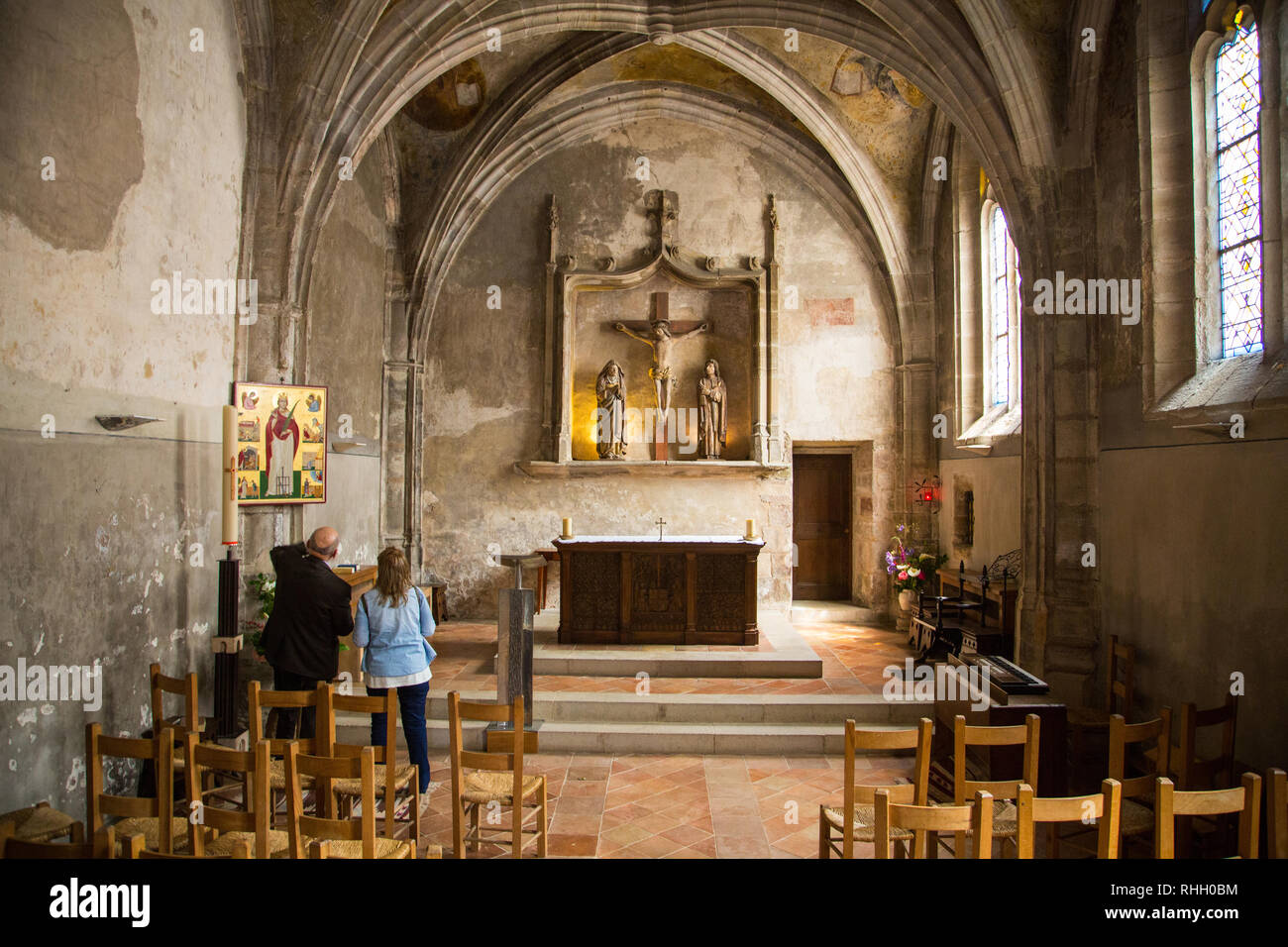 A chapel in the abbey church of St Foy in Conques France. The abbey has ...