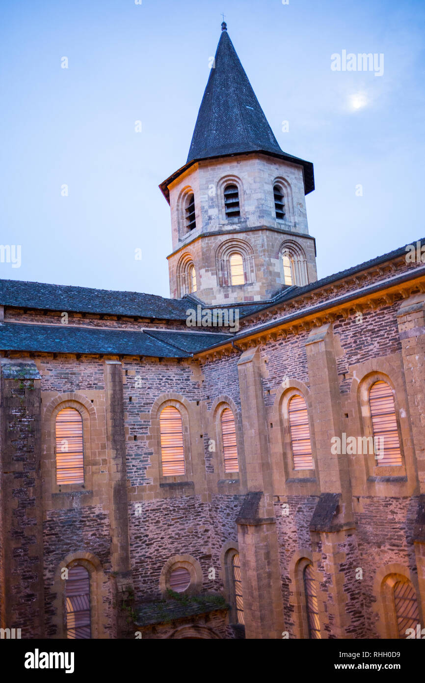 The abbey church of St Foy in Conques France. The abbey has been an ...