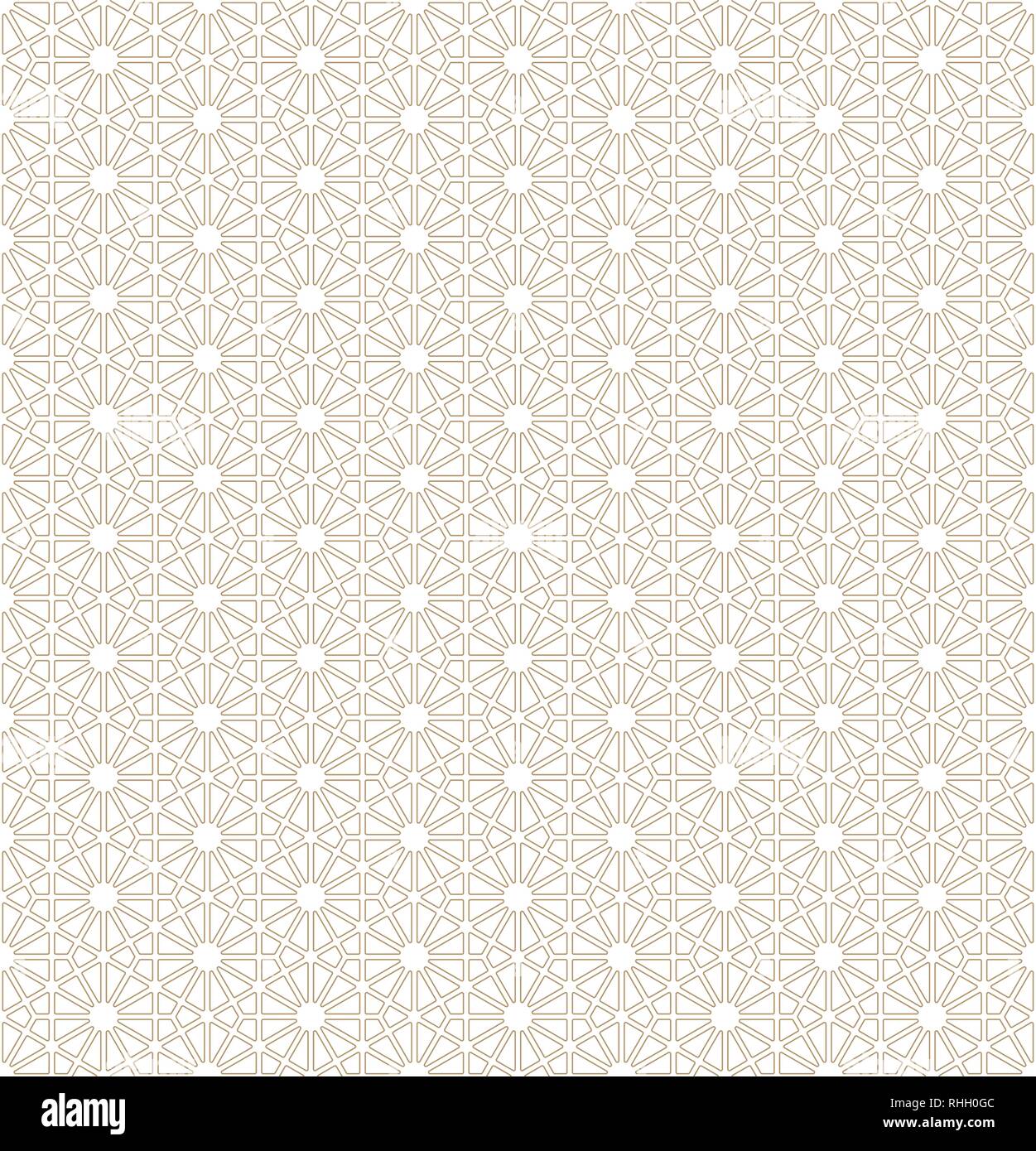 Seamless pattern based on Japanese ornament Kumiko.Golden color.Rounded ...