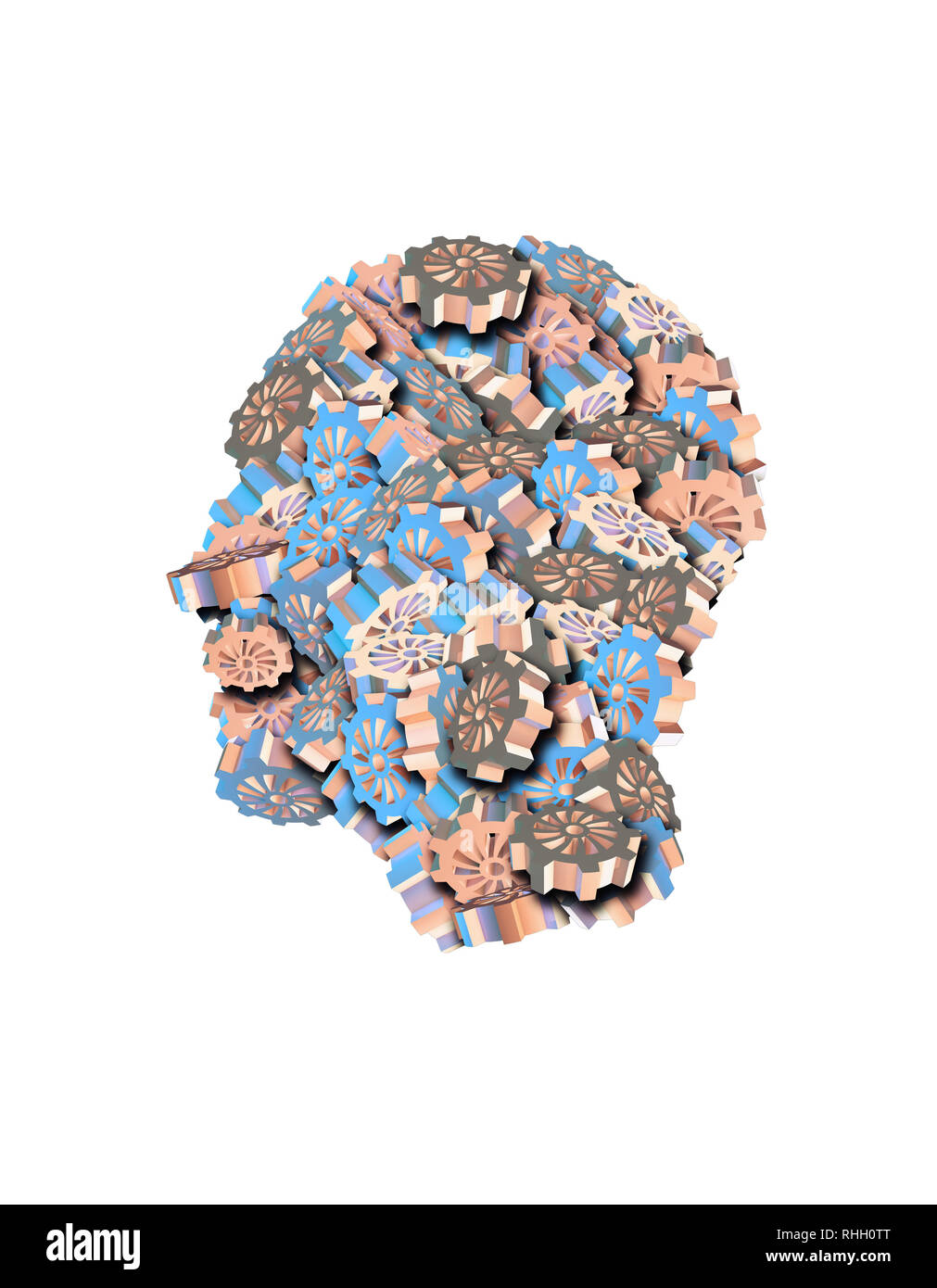 Human head symbol composed of gears Stock Photo - Alamy