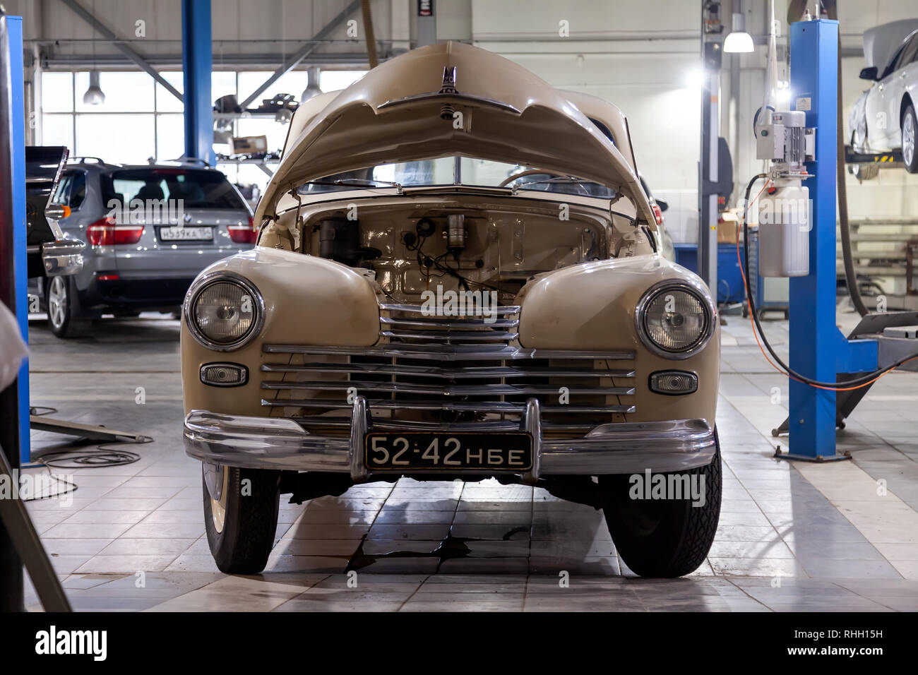 Novosibirsk, Russia - 01.30.19: Russian classic vintage car gaz m20 ...