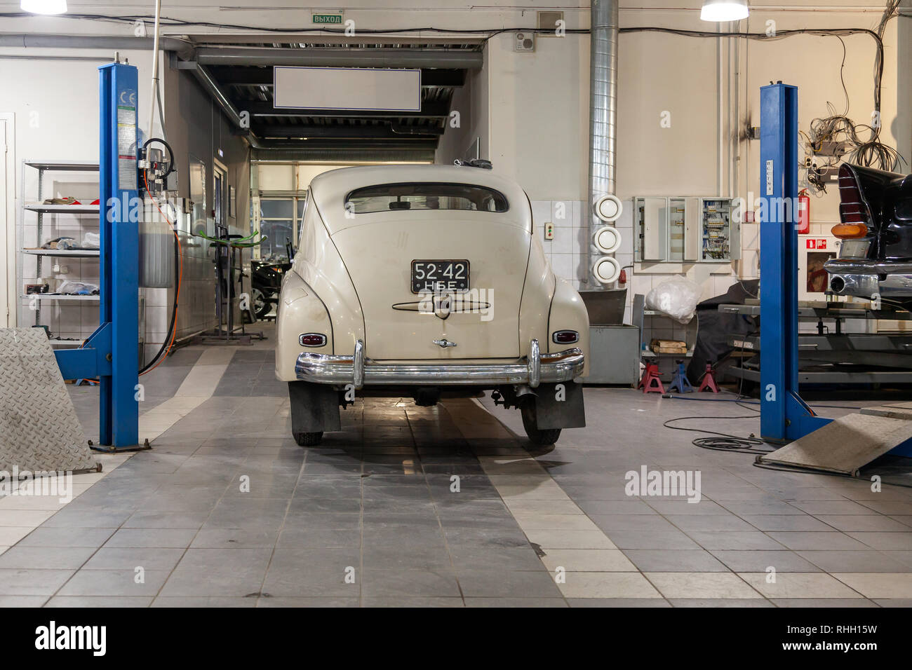 Novosibirsk, Russia - 01.30.19: Russian classic vintage car gaz m20 ...
