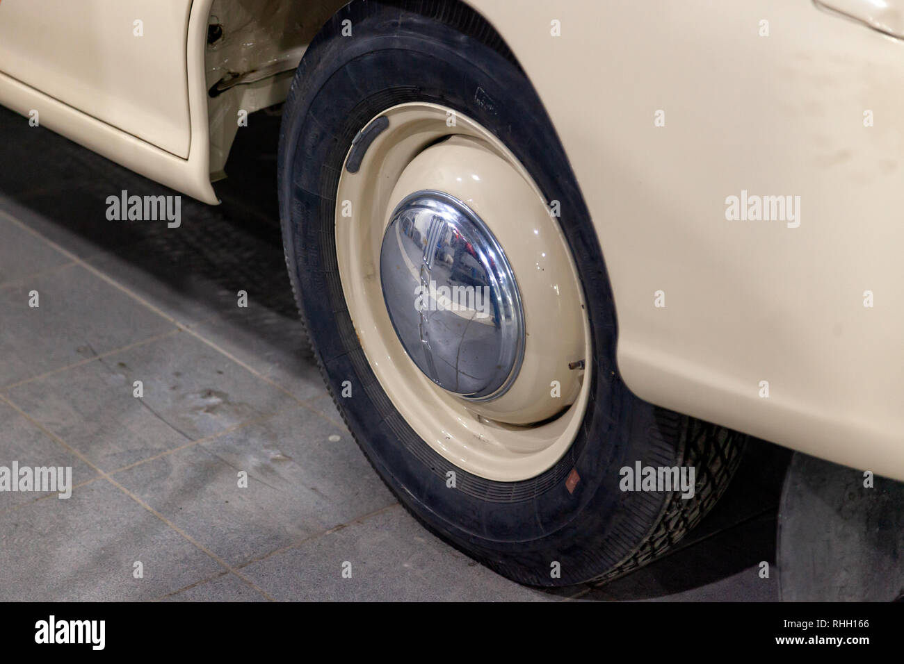 Novosibirsk, Russia - 01.30.19: View of the wheel with disk of the old ...