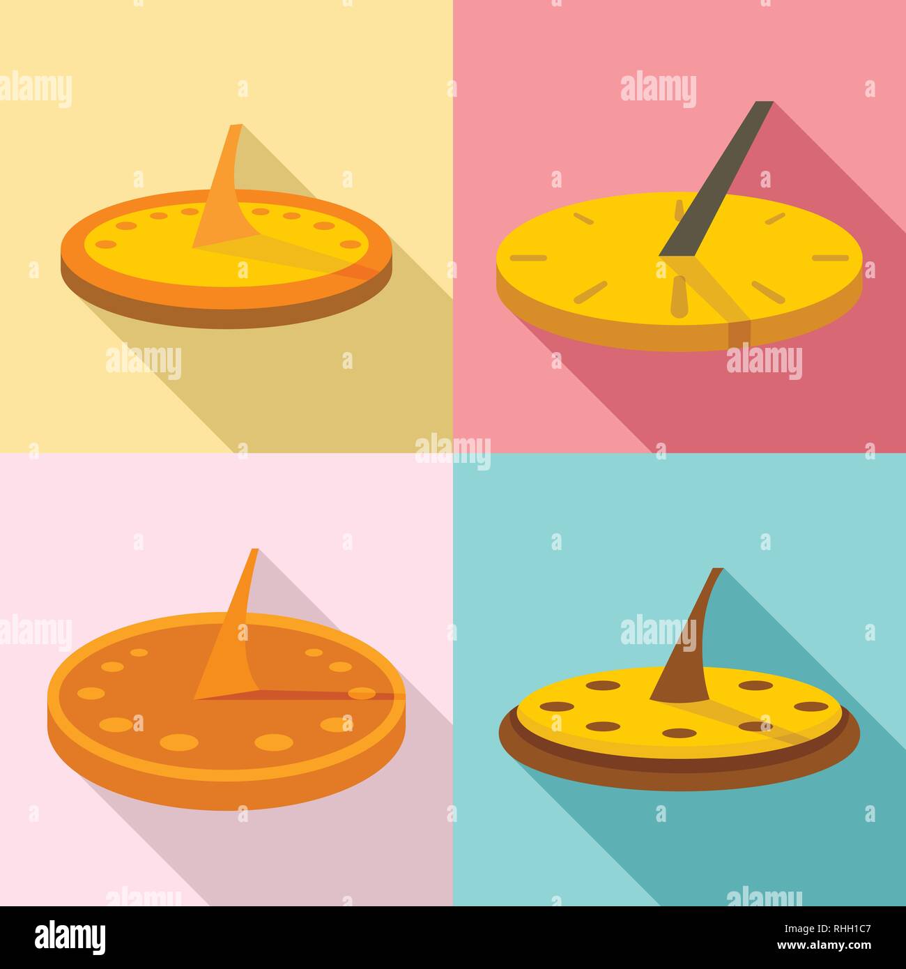 Sundial icons set. Flat set of sundial vector icons for web design ...
