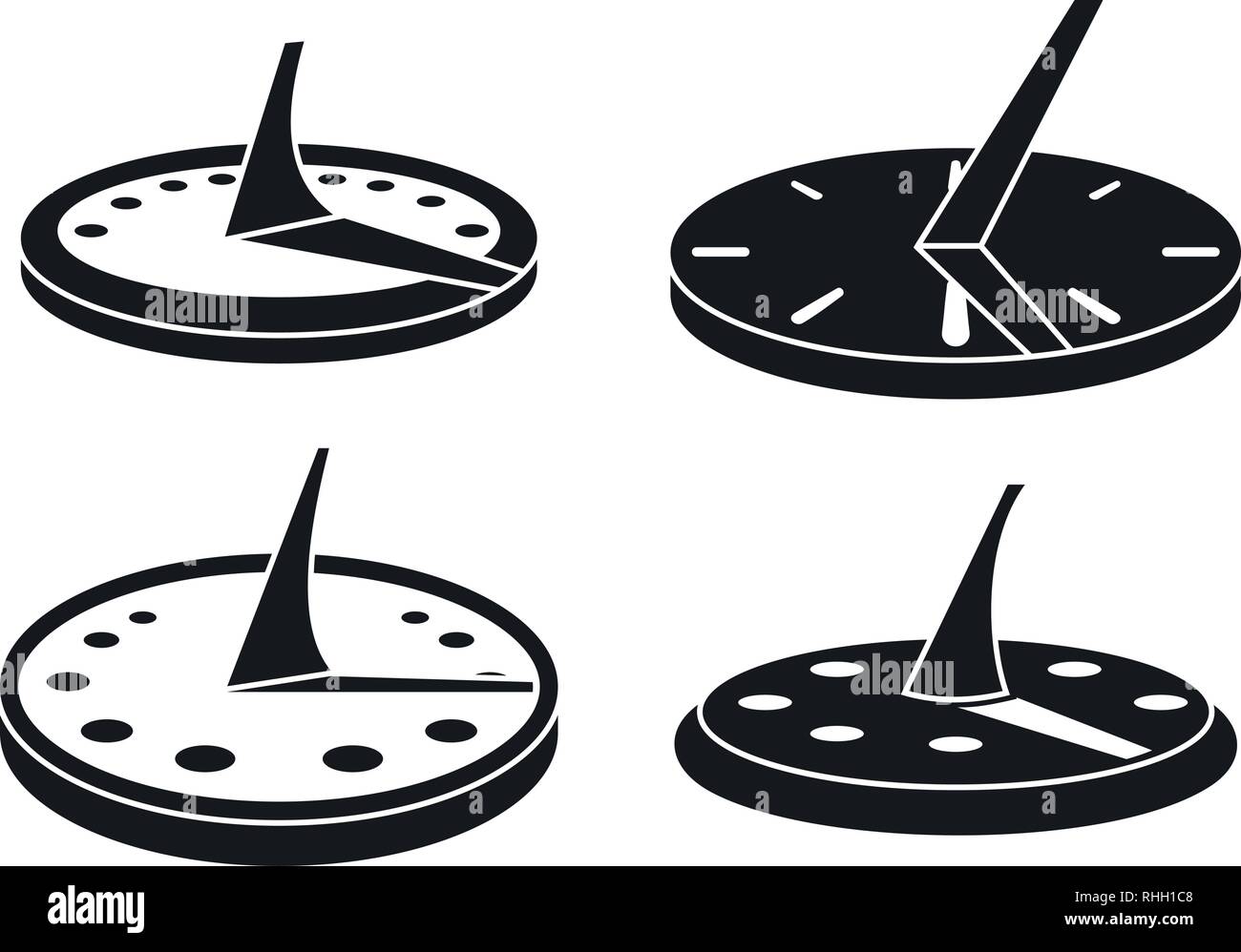 Old sundial icons set. Simple set of old sundial vector icons for web ...