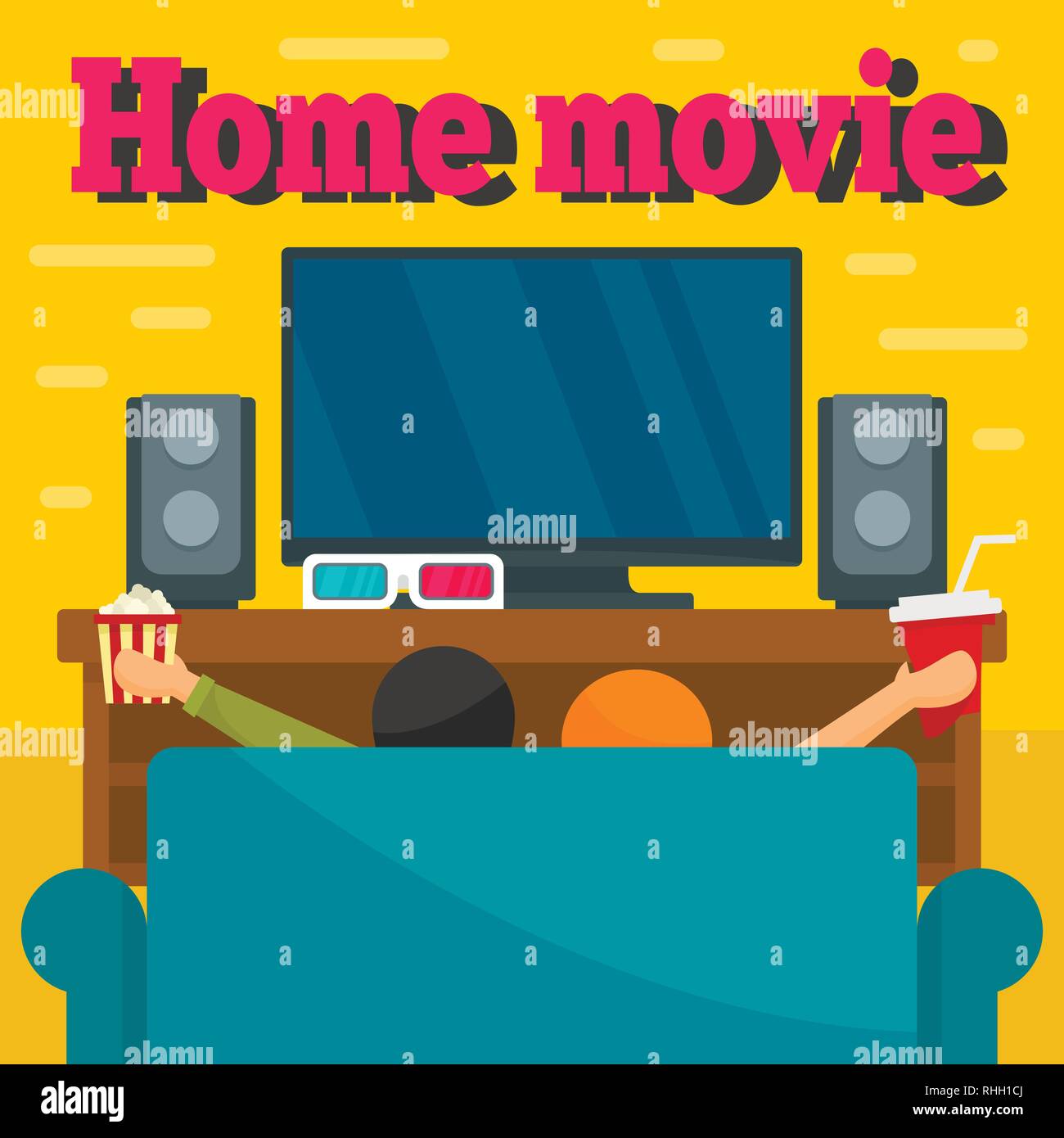 Home movie concept background. Flat illustration of home movie vector ...