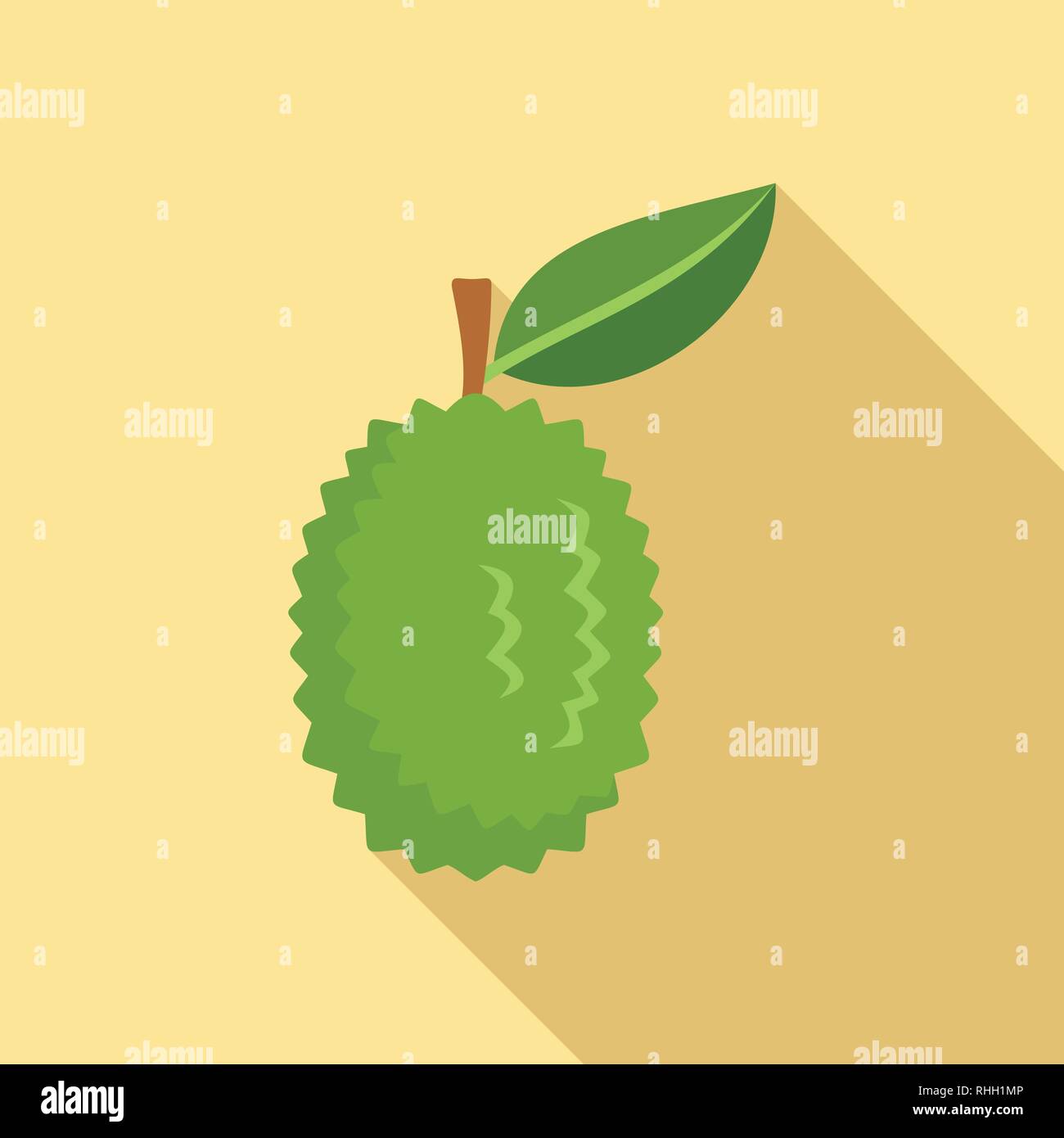 Whole raw durian icon. Flat illustration of whole raw durian vector ...