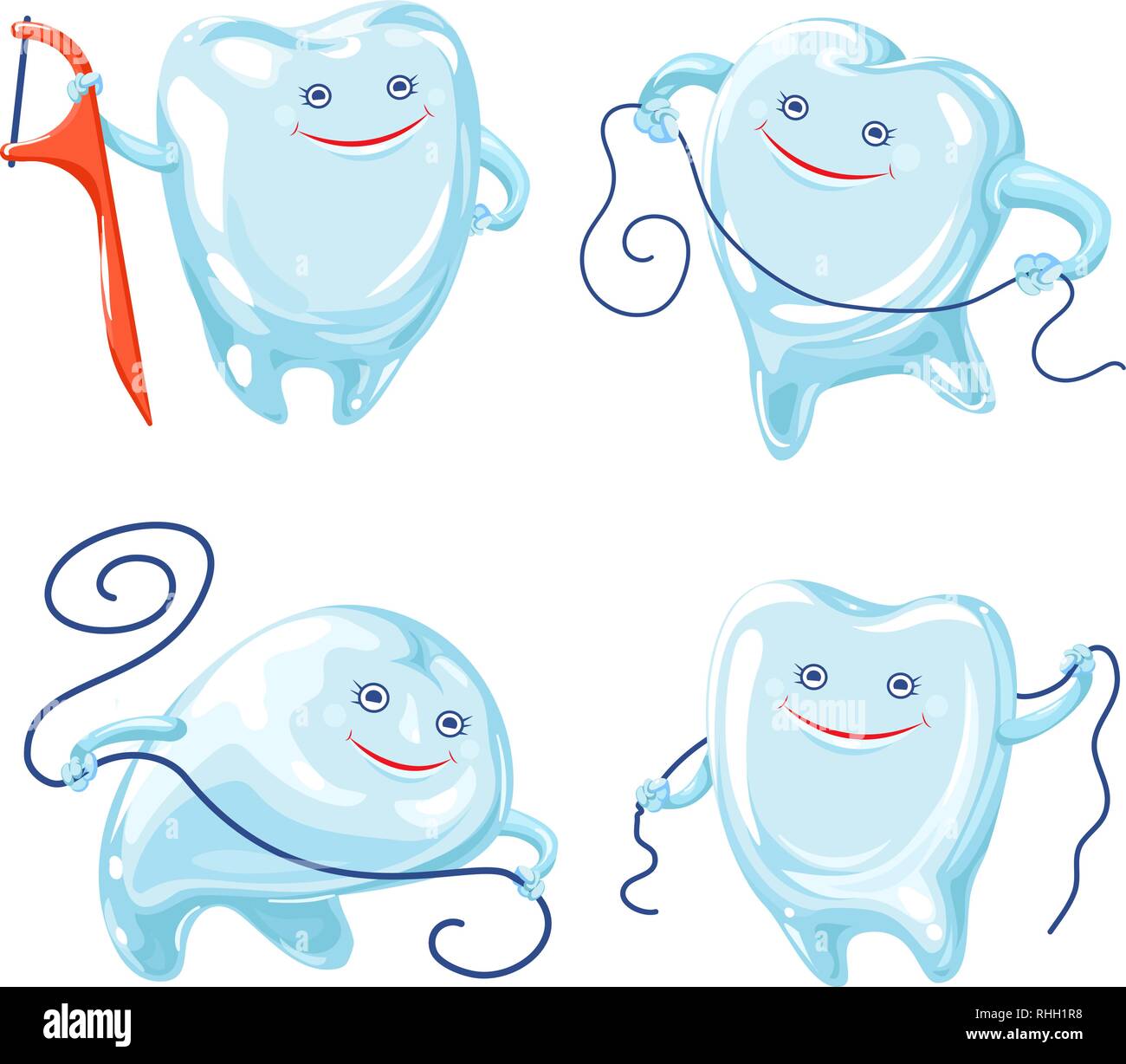 Floss icons set. Cartoon set of floss vector icons for web design Stock ...