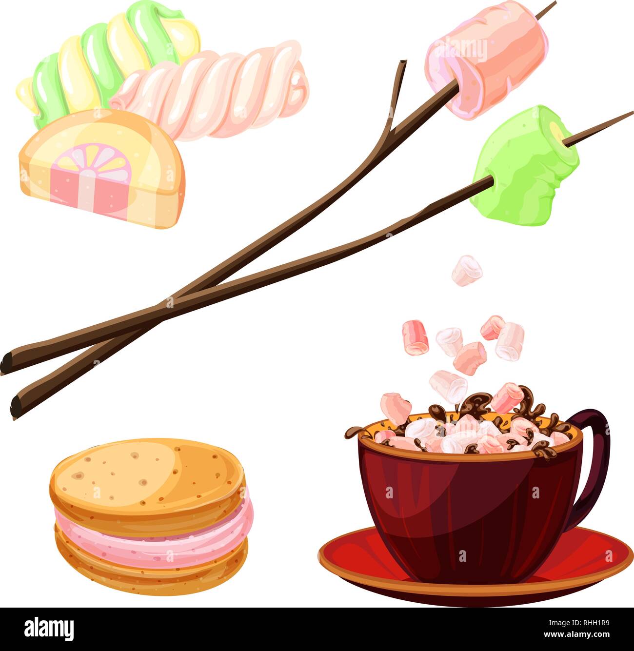 Marshmallow icons set. Cartoon set of marshmallow vector icons for web ...
