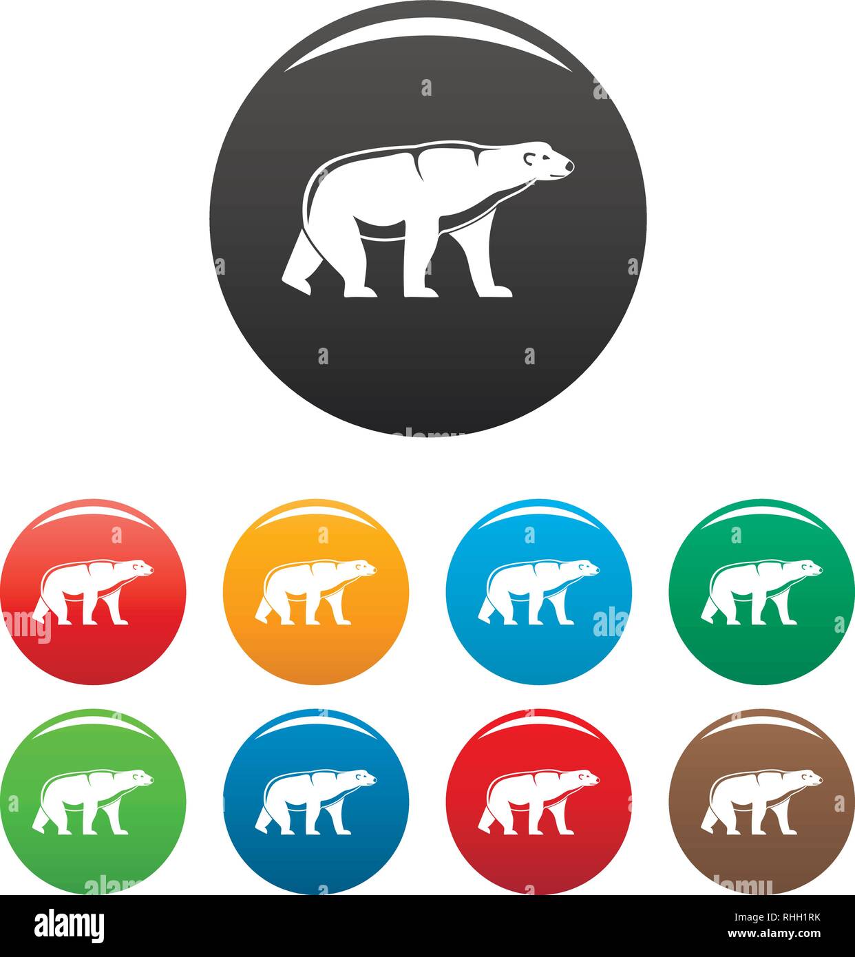 Male polar bear icons set 9 color vector isolated on white for any ...