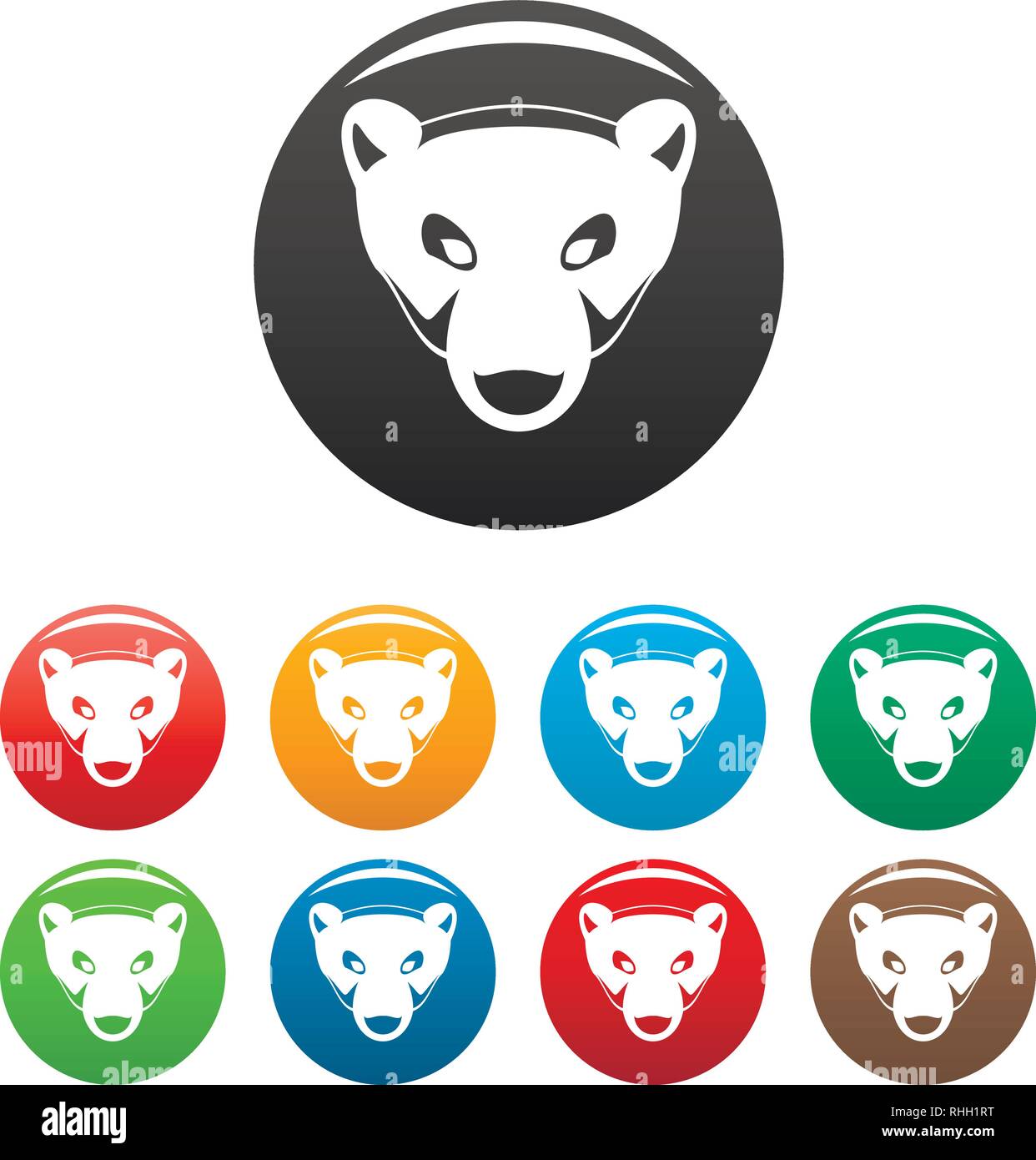 Polar Bear Head Icons Set 9 Color Vector Isolated On White For Any