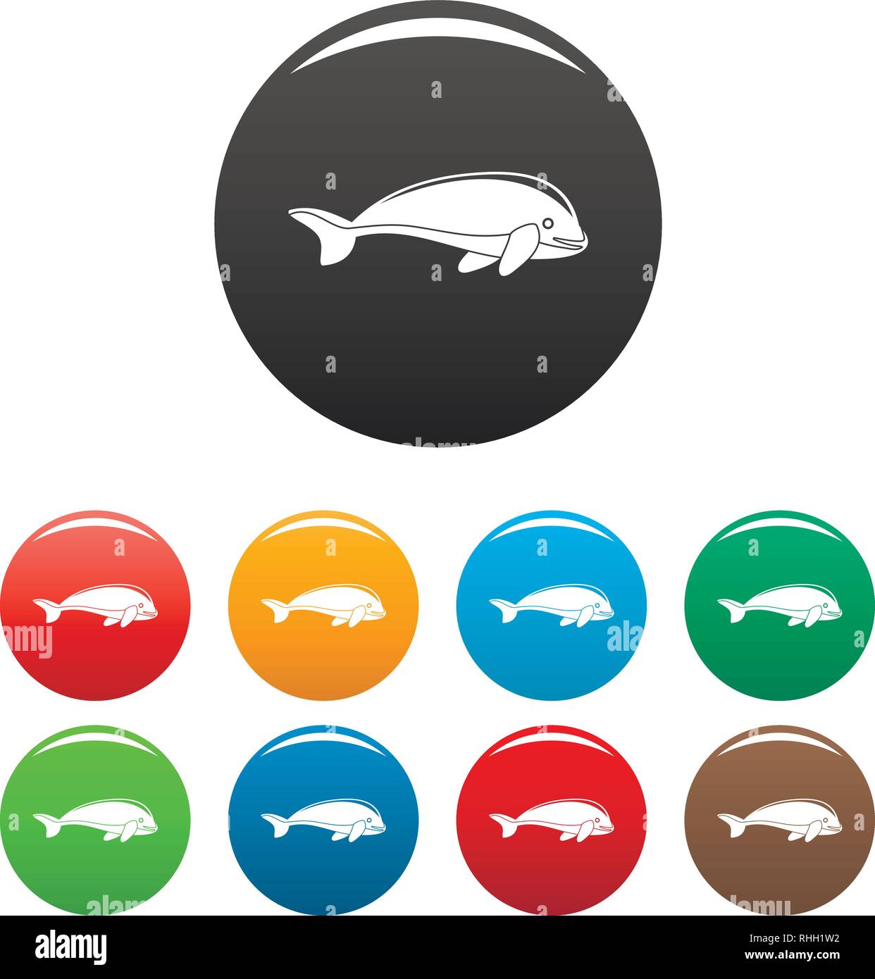 Whale icons set 9 color vector isolated on white for any design Stock ...
