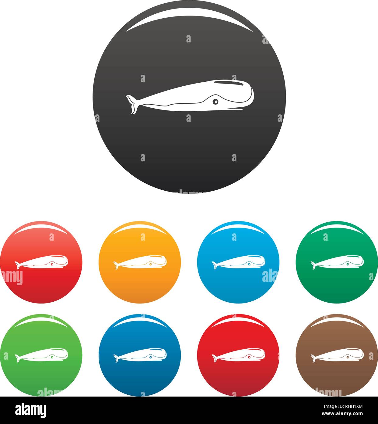 Sperm whale icons set 9 color vector isolated on white for any design ...