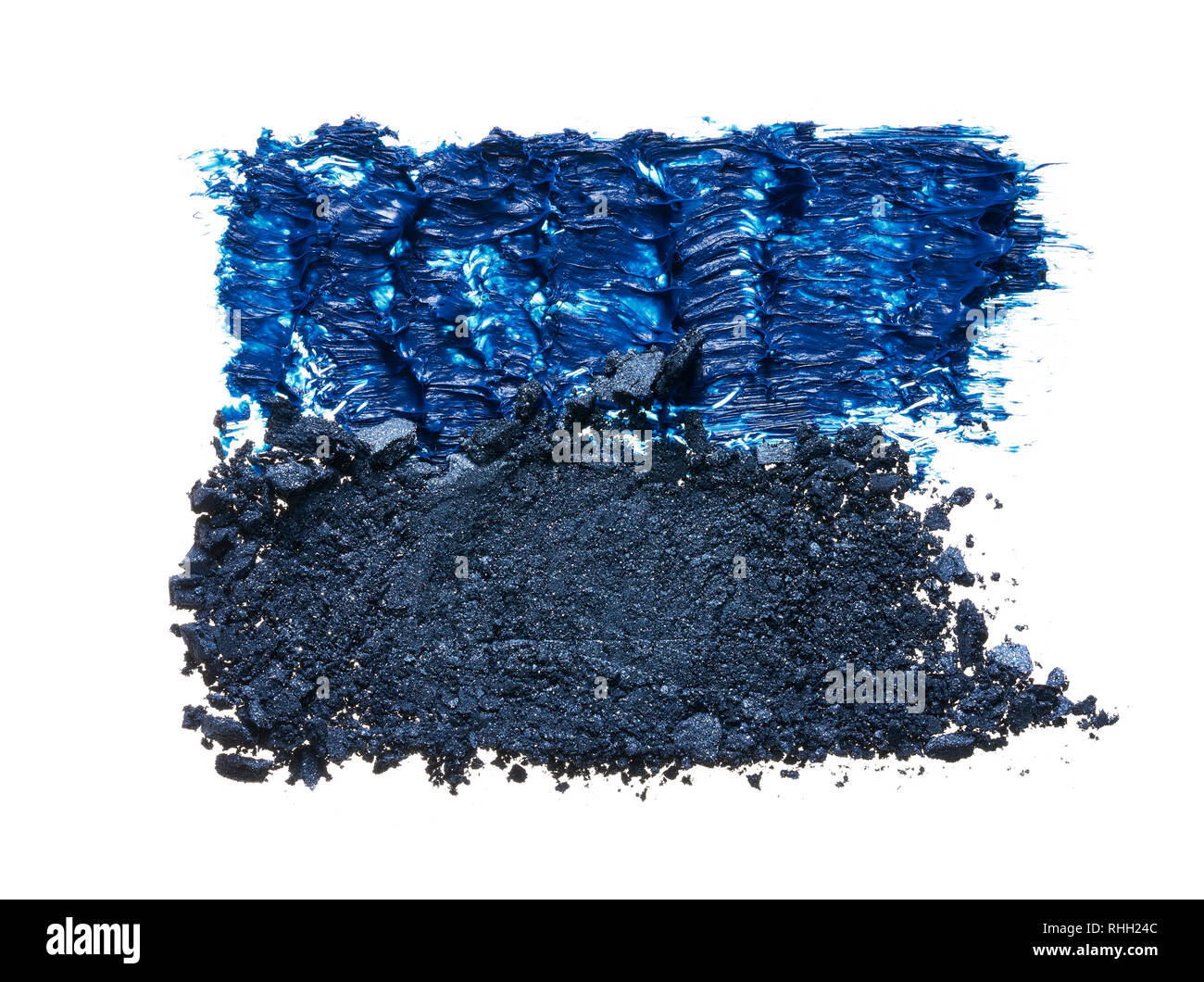 Texture of blue mascara for eyelashes isolated on white background ...