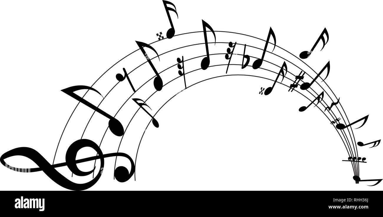 Music Notes On Wavy Staff