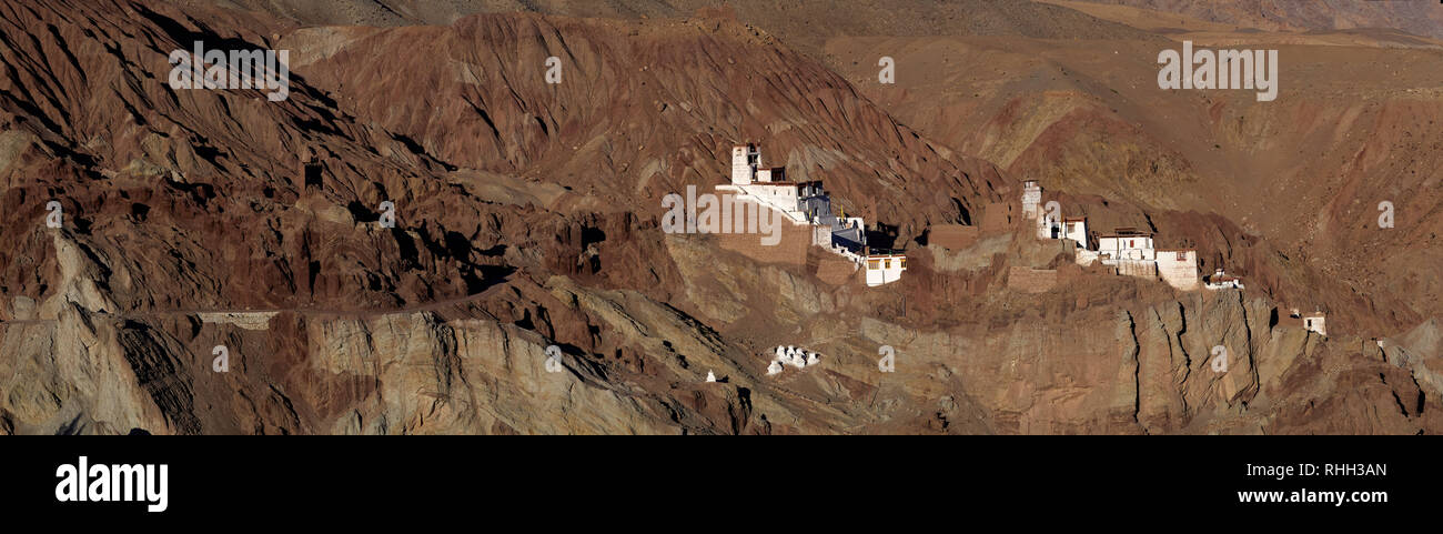 Buddhist monastery of Basgo Gonpa: the white buildings of the monastery ...