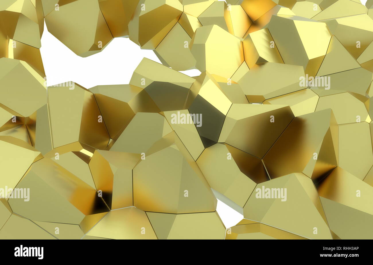 3d render, golden modern shattered wall texture, random clusters ...