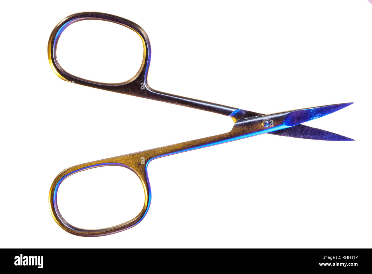 Manicure scissors isolated on a white background. Open nail scissors ...