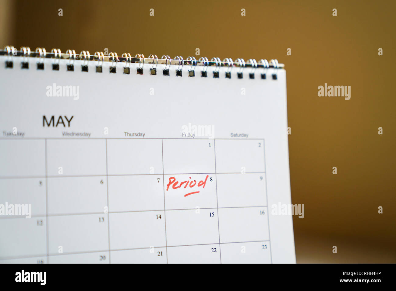 Menstruation or period start date for the cycle recorded on calendar ...