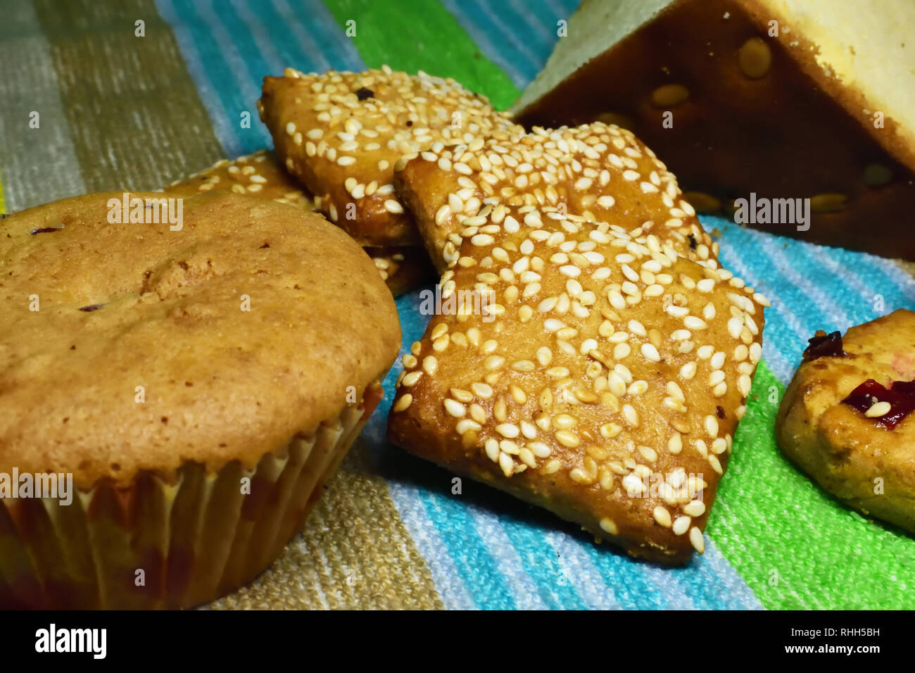 Bakery Biscuits on colorful background Stock Photo - Alamy