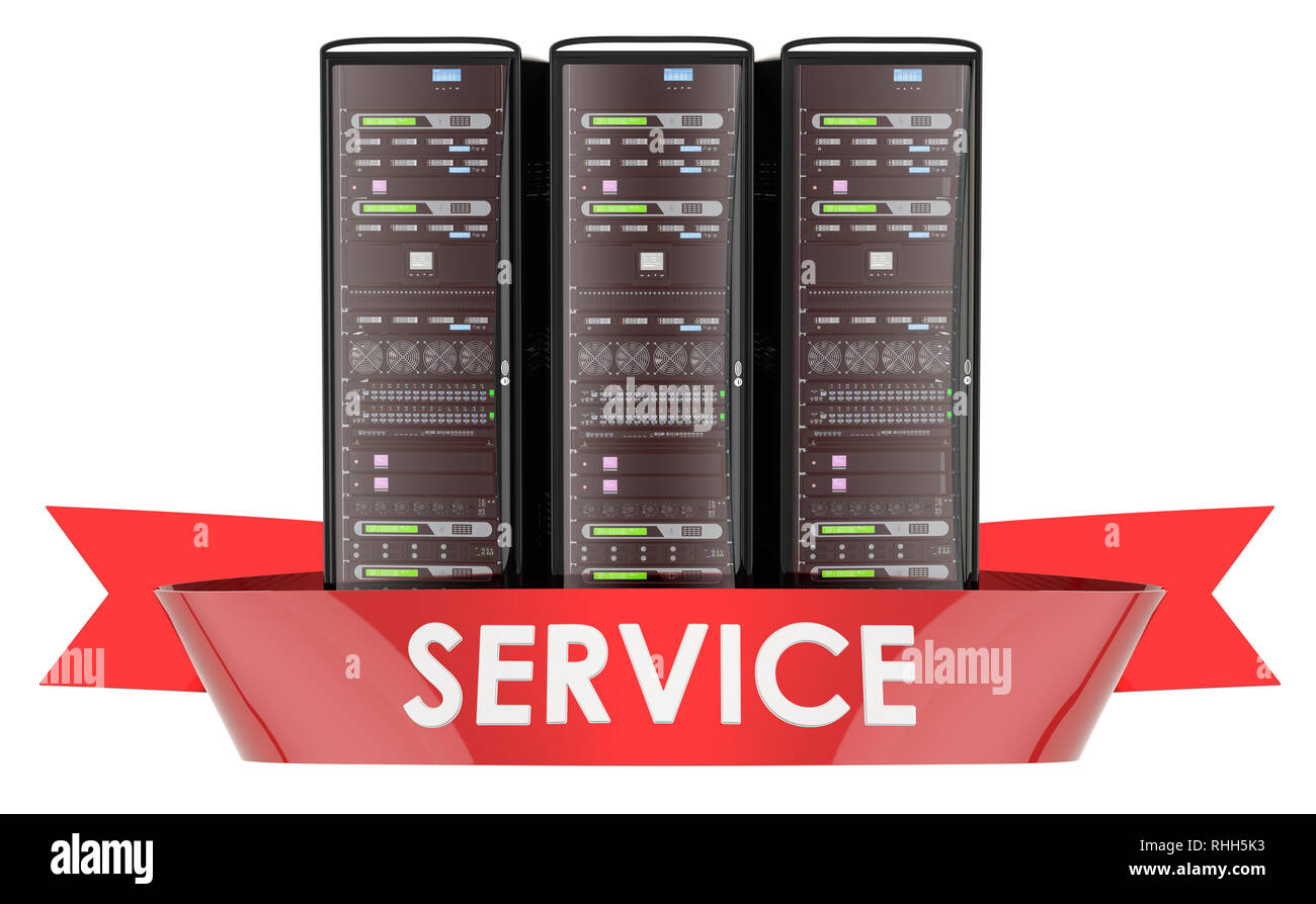 Computer Server Racks service concept, 3D rendering isolated on white ...