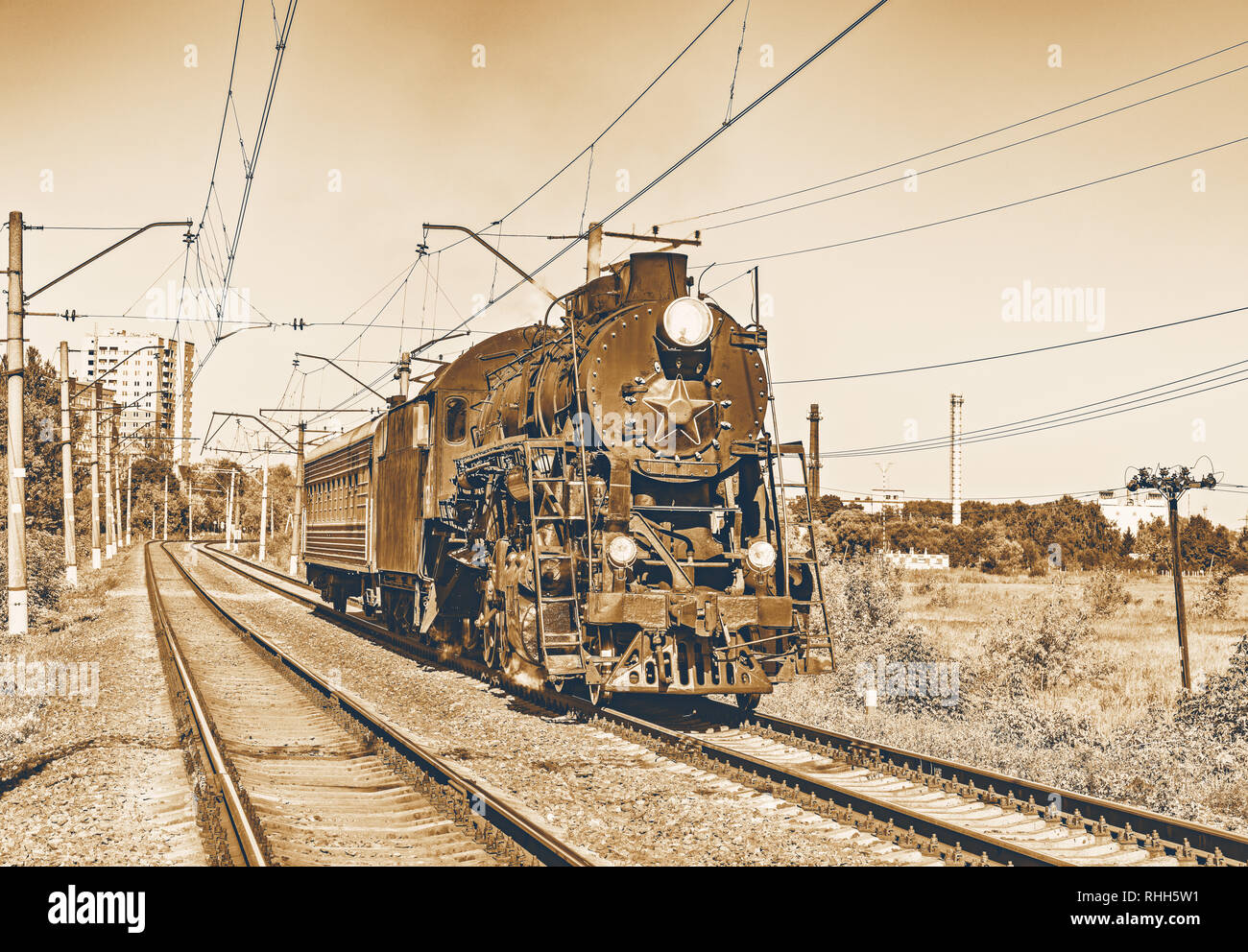 Image of the retro steam train Stock Photo - Alamy