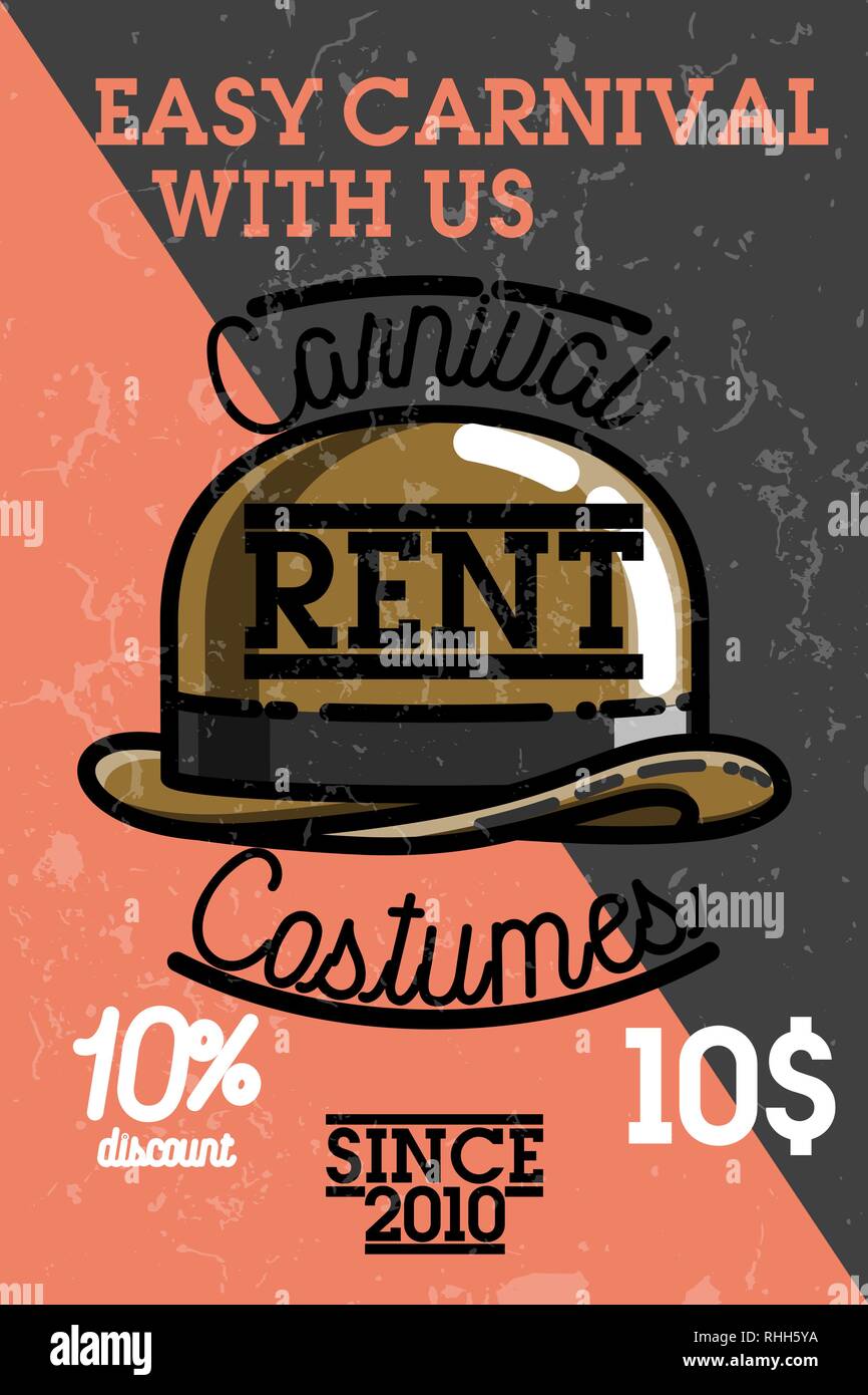 Color vintage carnival costumes rent banner. Vector illustration, EPS ...