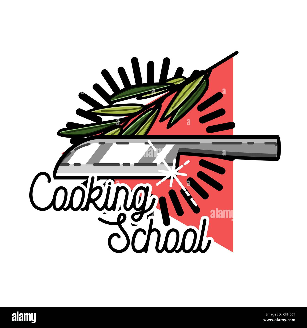 Color vintage cooking school emblem, label, badge and design elements ...