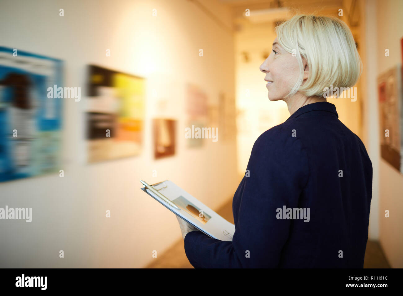 Gallery Manager in Museum Stock Photo - Alamy